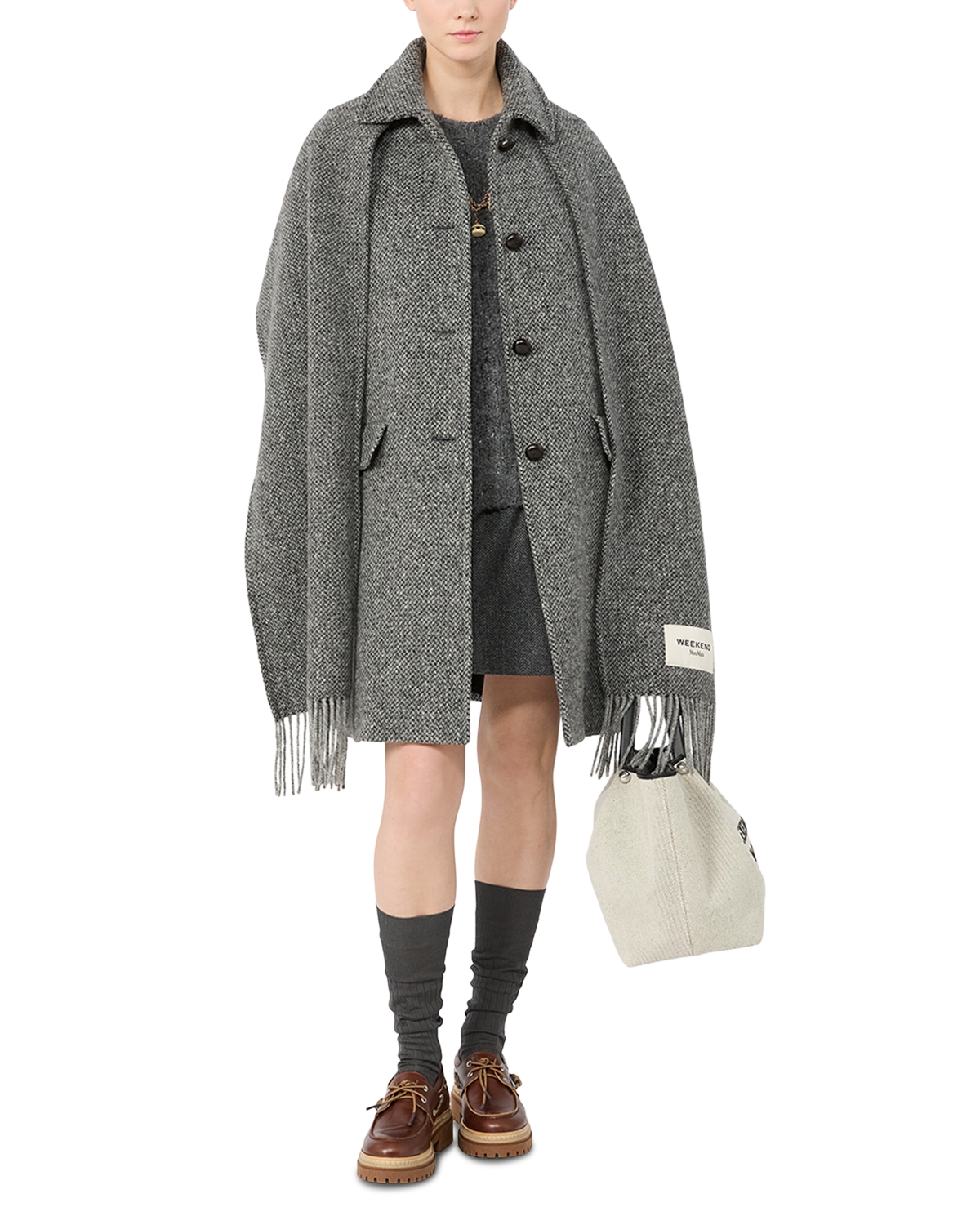 MAX MARA Weekend Max Mara Wkdlatino Wool Blend Coat with Scarf Detail